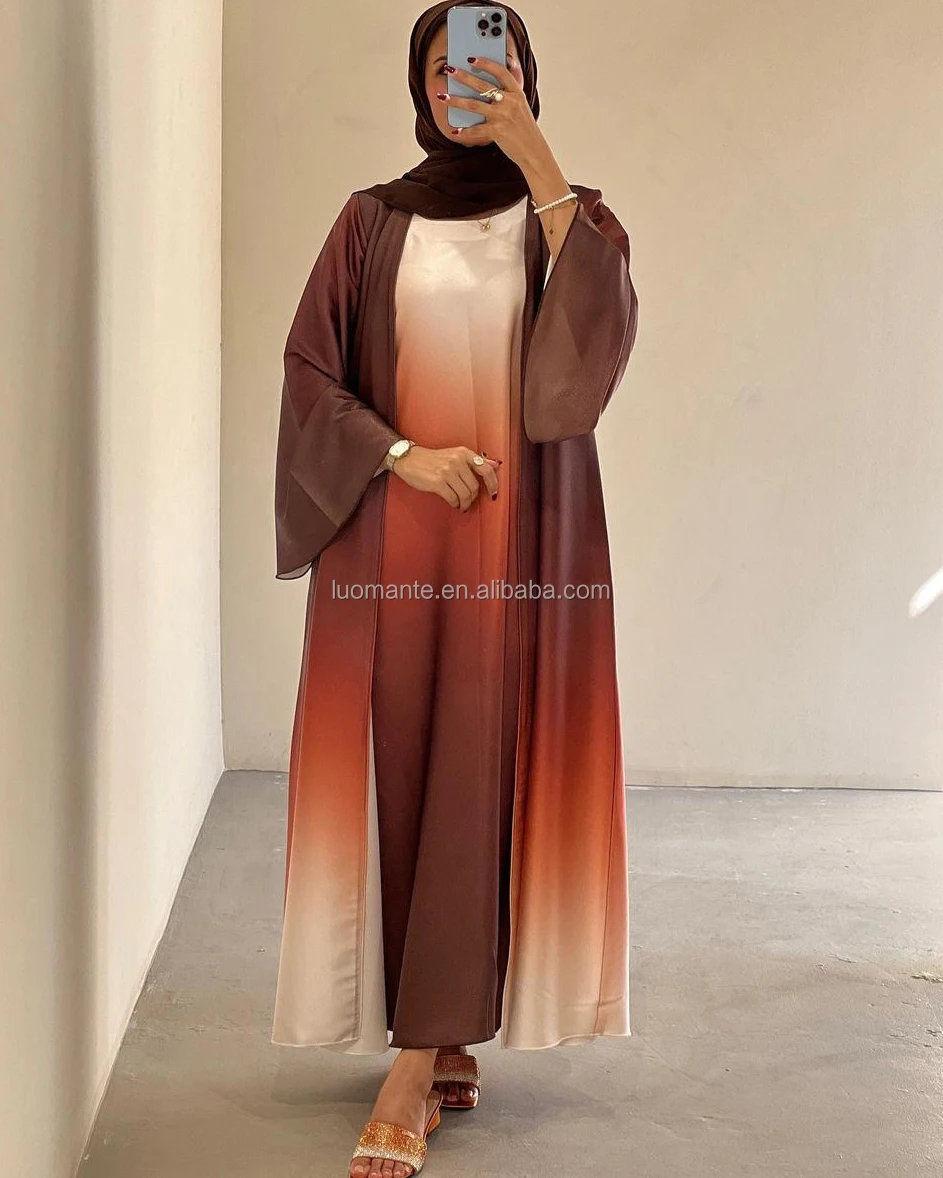 Abaya Manufacturer Custom Islamic Muslim Satin Ombre Gradient Abaya ...