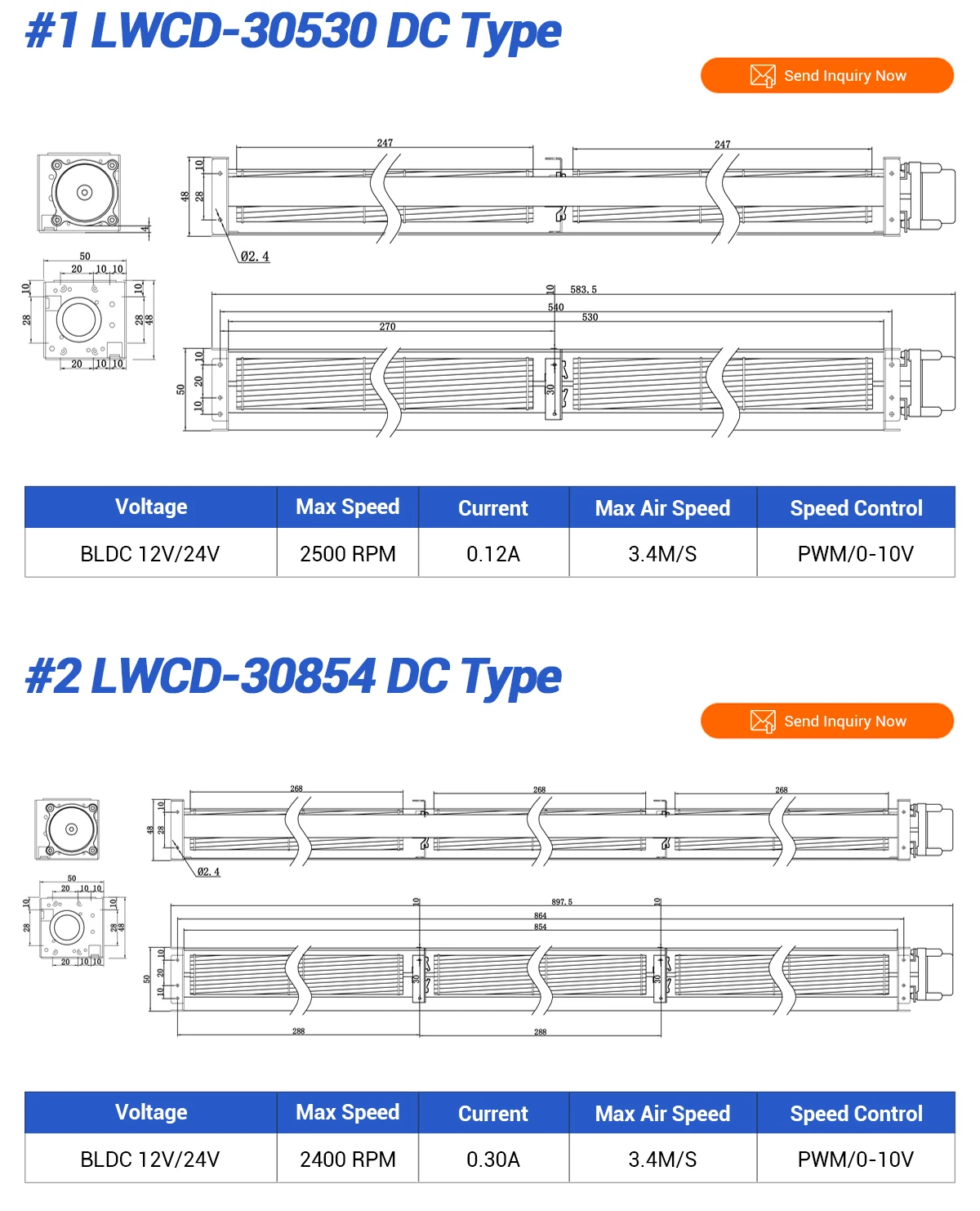 High quality DC 12v 24v Tangential fan metal impeller mini cross flow ...