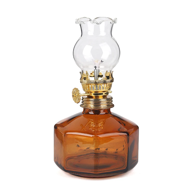 Small Glass Oil Lamp Kerosene Lantern Candlestick Atmosphere Festive ...