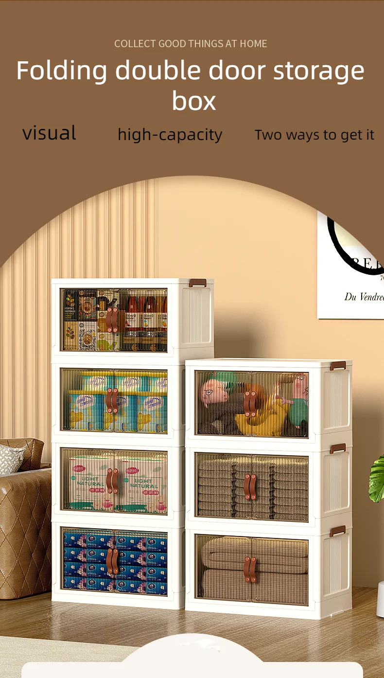 Folding Collapsible Storage Box Plastic Foldable Bins Stackable ...