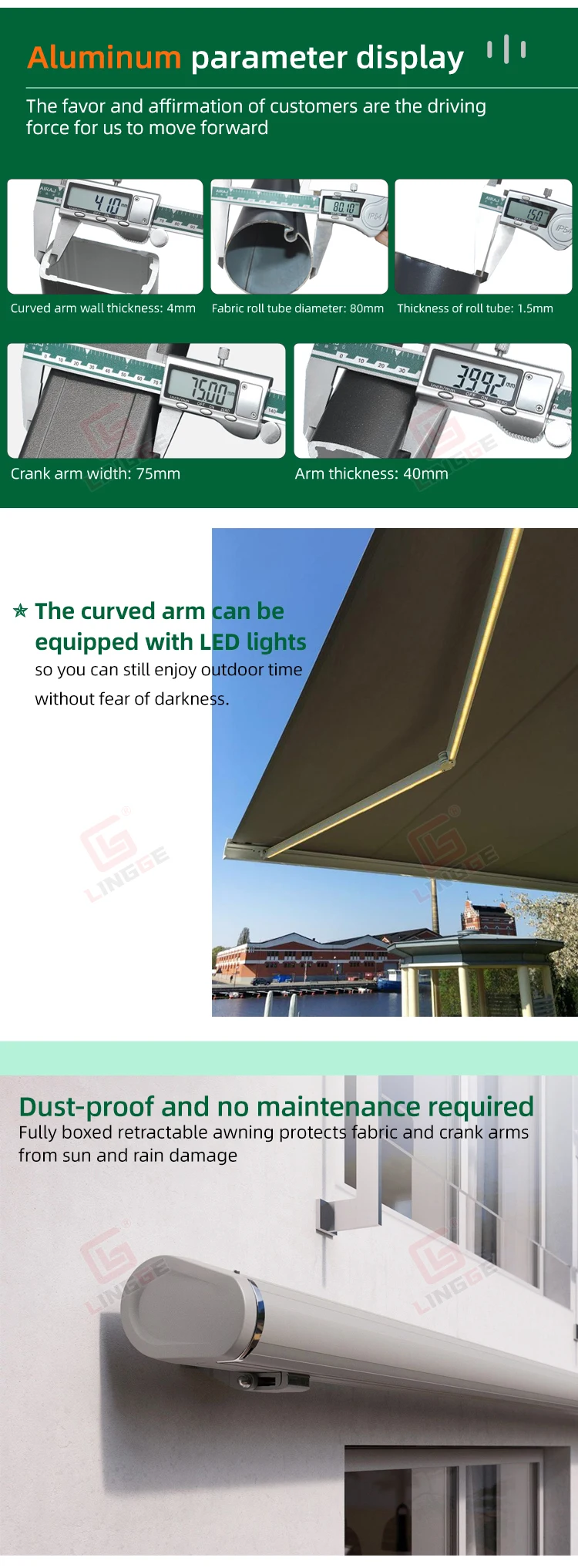 Aluminum Waterproof Sunshade Awning for Outdoor Restaurants