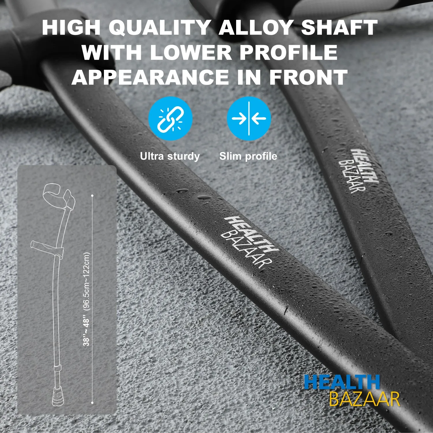 HEALTH BAZAAR Adjustable Forearm Crutches - Reliable Support