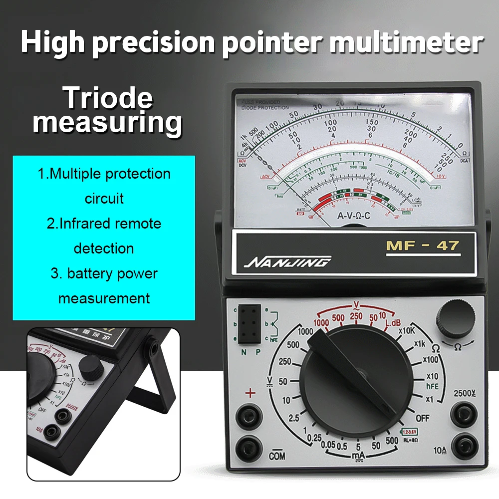 MF47 Pointer Multimeter - AC/DC Voltage & Current Tester
