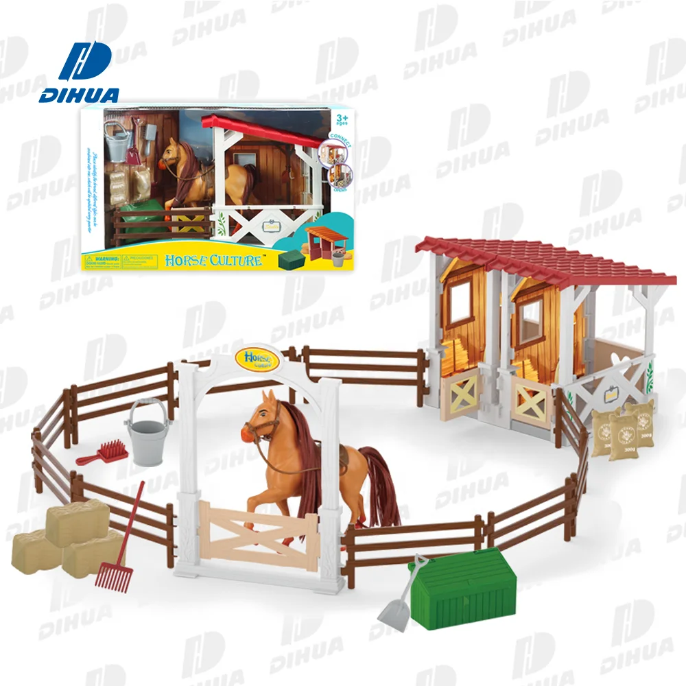 Horse Stable Figurine Play Set Figures Horse Stable Toys Play Set Horse ...