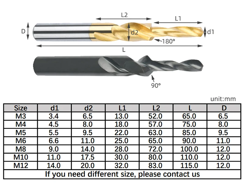 Custom Hss M2 M35 Co Countersink Step Drill Bits With 90 120 150 180 ...