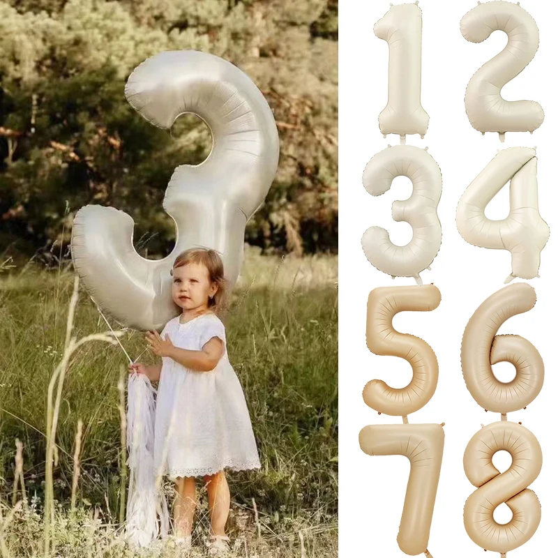 32/40inch Cream Color Number Balloons 1-9 Large Digital Foil Helium ...