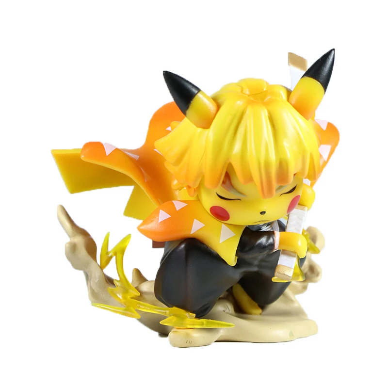 Hot Sale Demon Slayer Agatsuma Zenitsu Cos Pikachu Anime Pvc Action ...