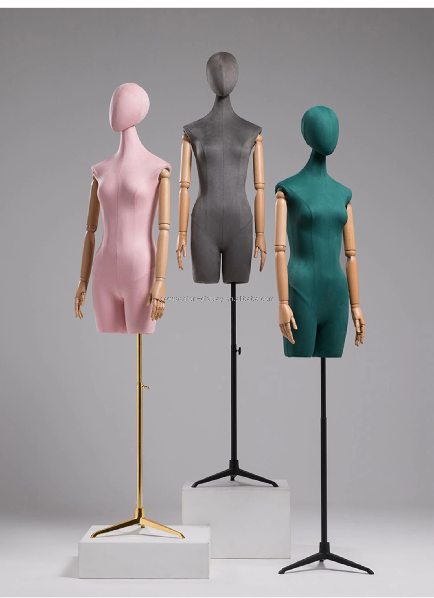 Boutique Half Body Adjustable Female Mannequin Upper Body Velvet Half ...