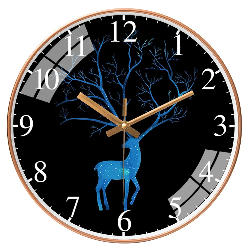 Luxury Elk Wall Clock Home Decoration 12-inch S Quiet Sweep Quartz Wall ...