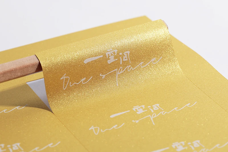 Pearlescent Sticker Gold Clear Business Label Custom Print