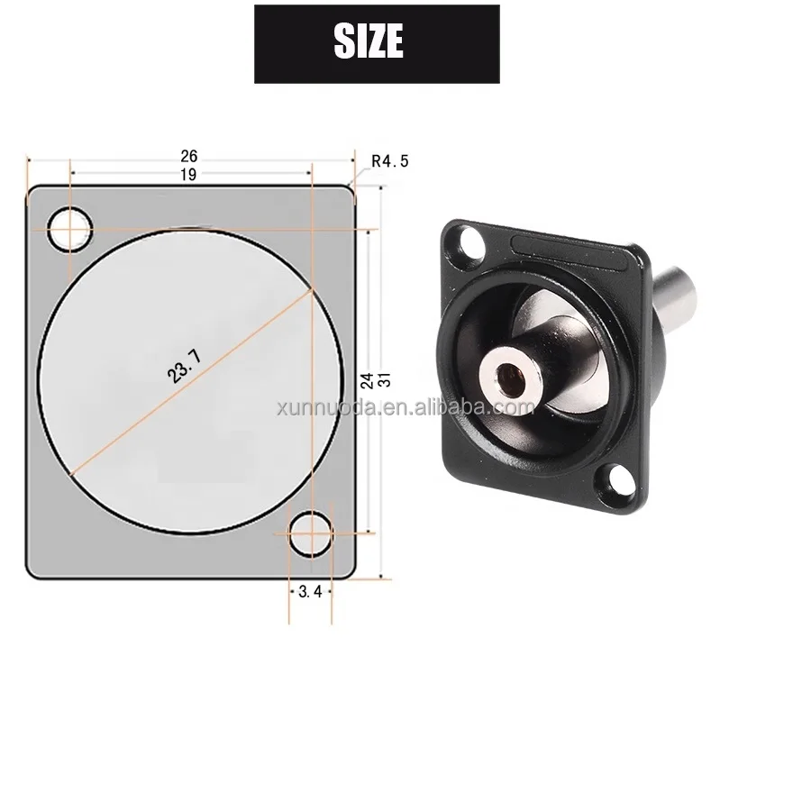 D Type Module Base 3.5mm Stereo Jack Panel Mount Connector - Buy D Type ...