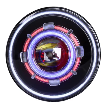 Loyo Oem 7 Inch Round Angel Eyes With High Low Beam Demons Eyes Rgb Led ...