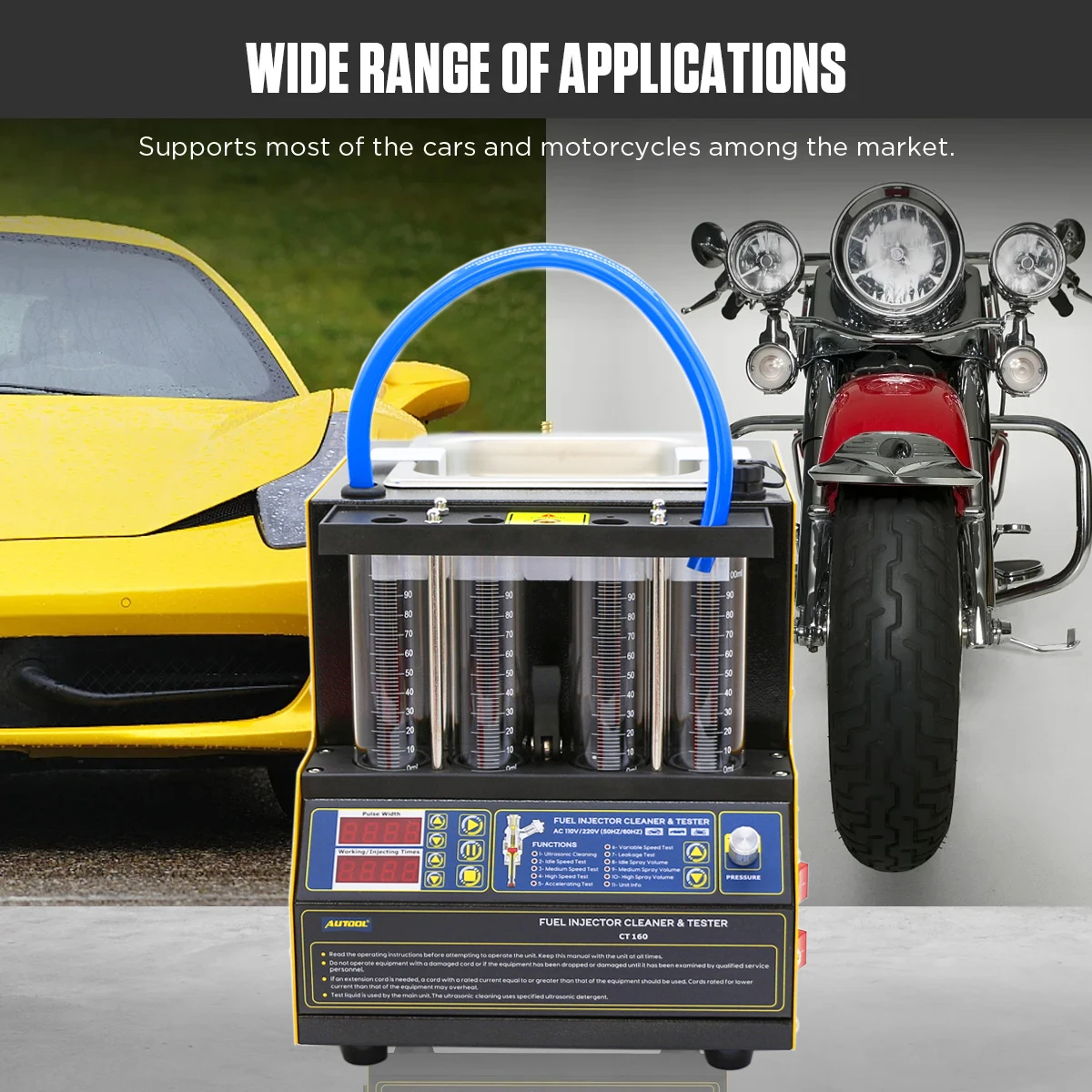 Ultrasonic Fuel Injector Cleaning Machine for Autos & Motorcycles