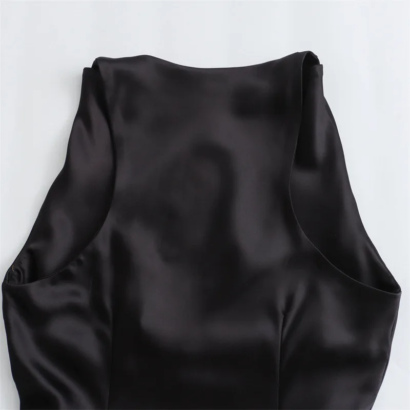 Ohsisa Women's 2025 New Fashion Silk Satin Texture Elegant Dress Retro ...