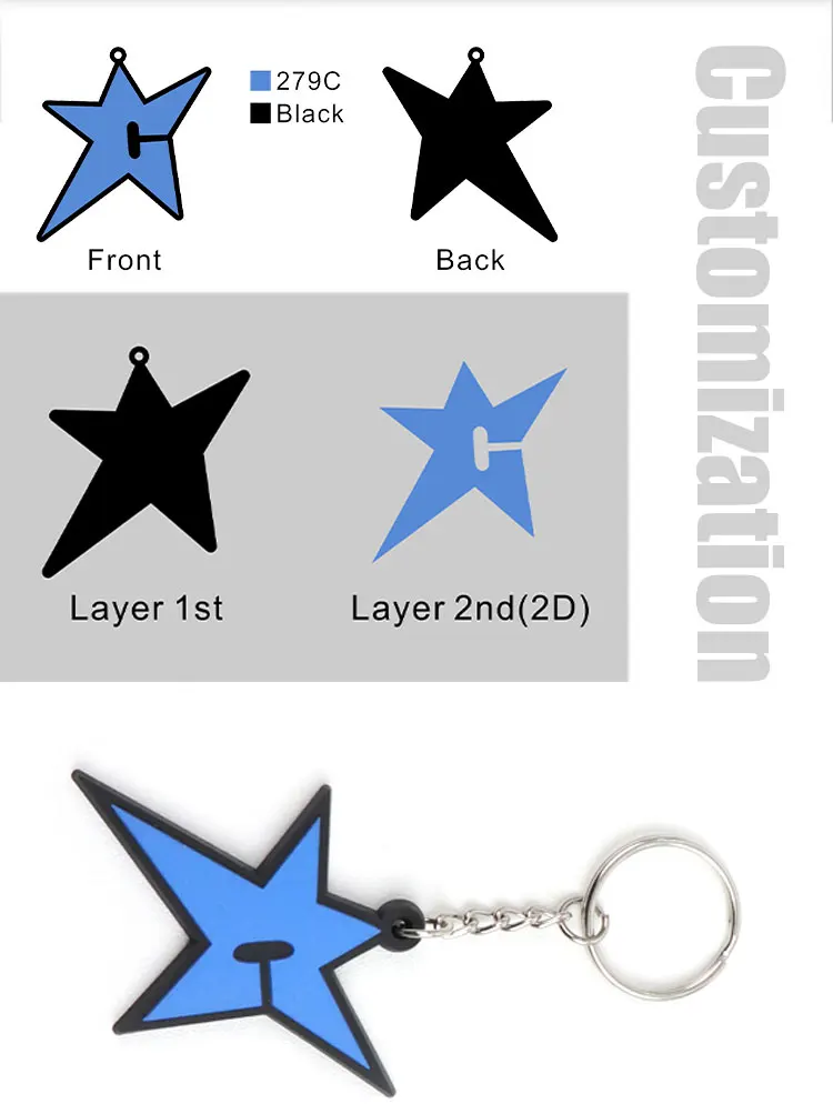 Pvc Anime Keychain Cartoon Double Side Key Ring Figure Key Chain Cute ...