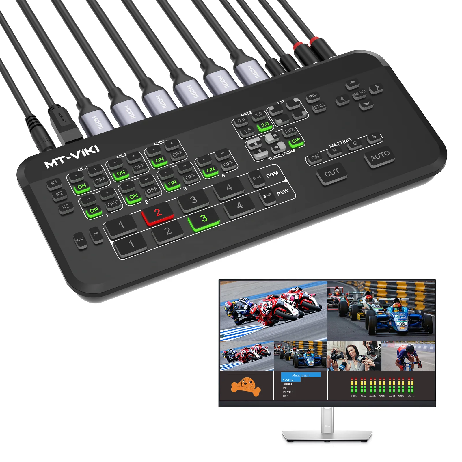 Hdmi Video Mixer Switcher Live Streaming 4-channel,Mt-viki 4 Way Multi ...
