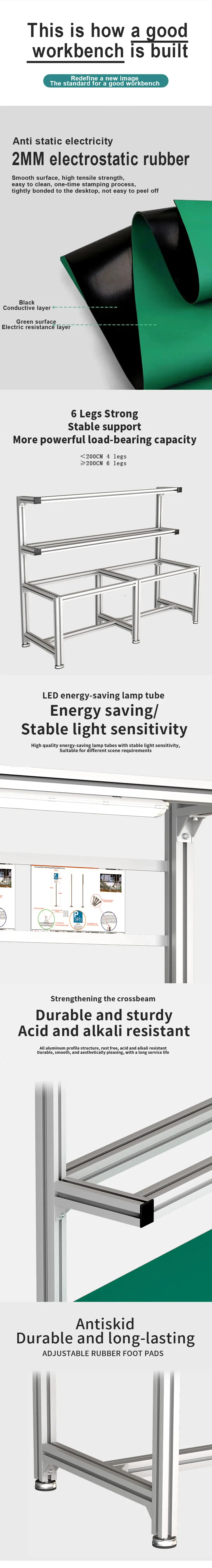 Industrial Aluminium Workbench Double Sided Esd Work Table With Socket ...