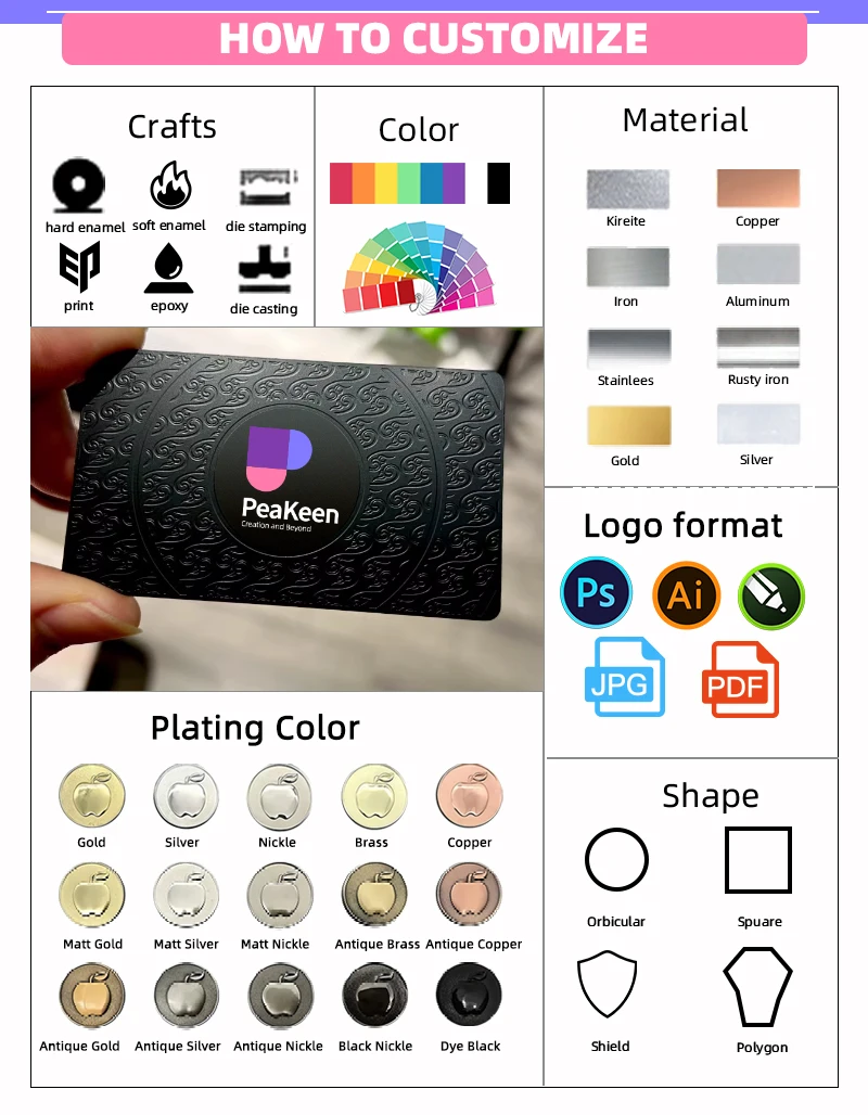 Custom Nfc Blank Metal Metallic Gold Magnetic Business Nfc Visiting ...