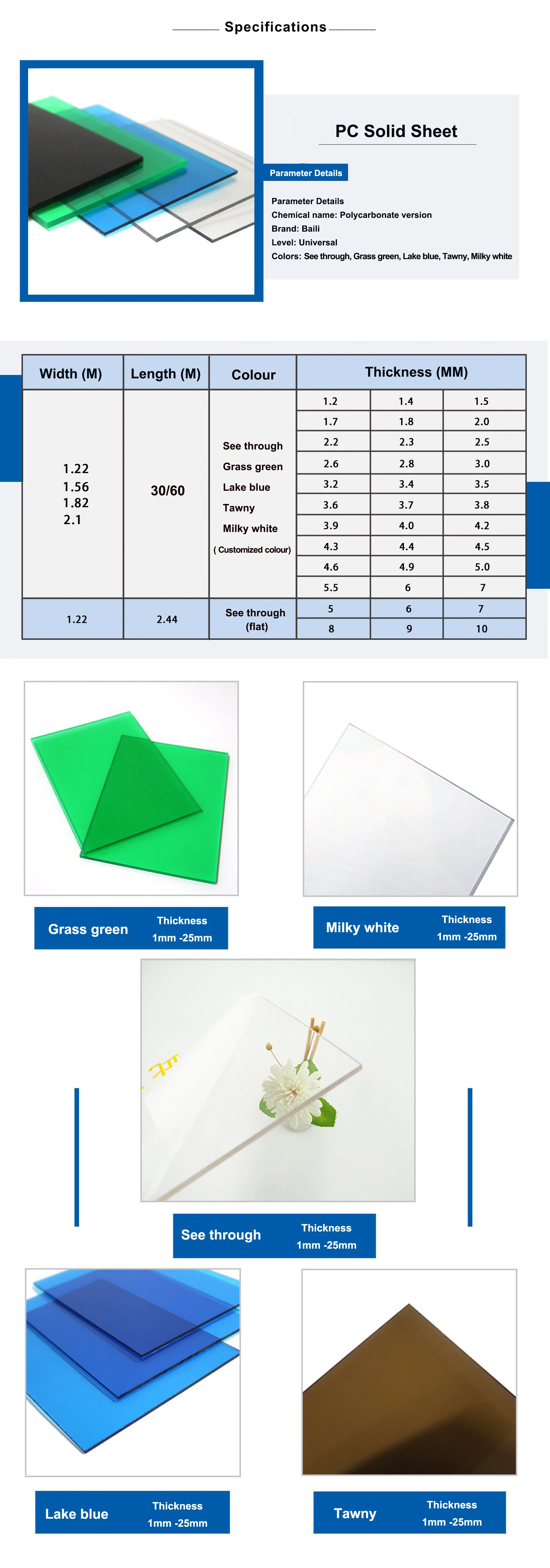 High Light Transmission Pc Panels 1.2-20mm Fireproof Plastic ...