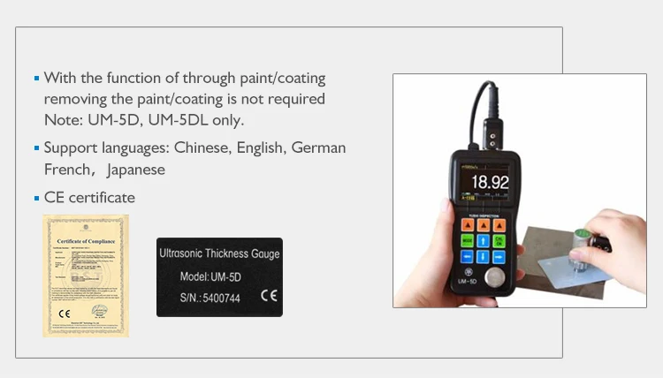 Yushi Ndt Thru-paint Coating A B Scan Ultrasonic Thickness Gauge For ...