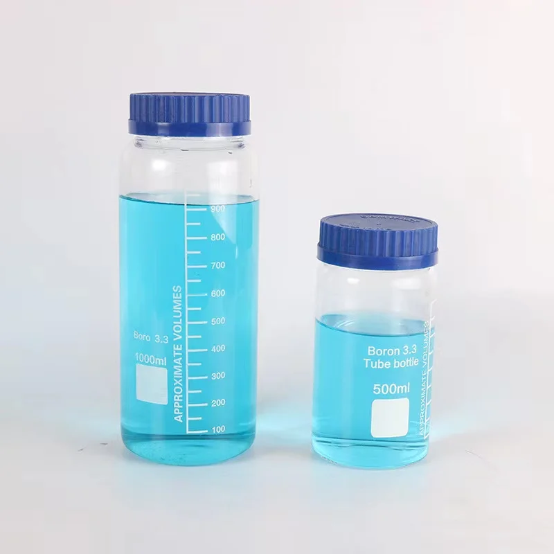 Laboratory Borosilicate Glass 1000ml Wide Mouth Transparent Flat Bottom ...