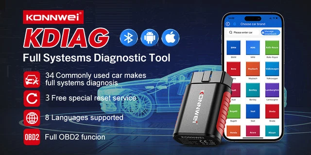 Konnwei Kdiag Bluetooth Obd2 Scanner & Diagnostic Tool, Universal