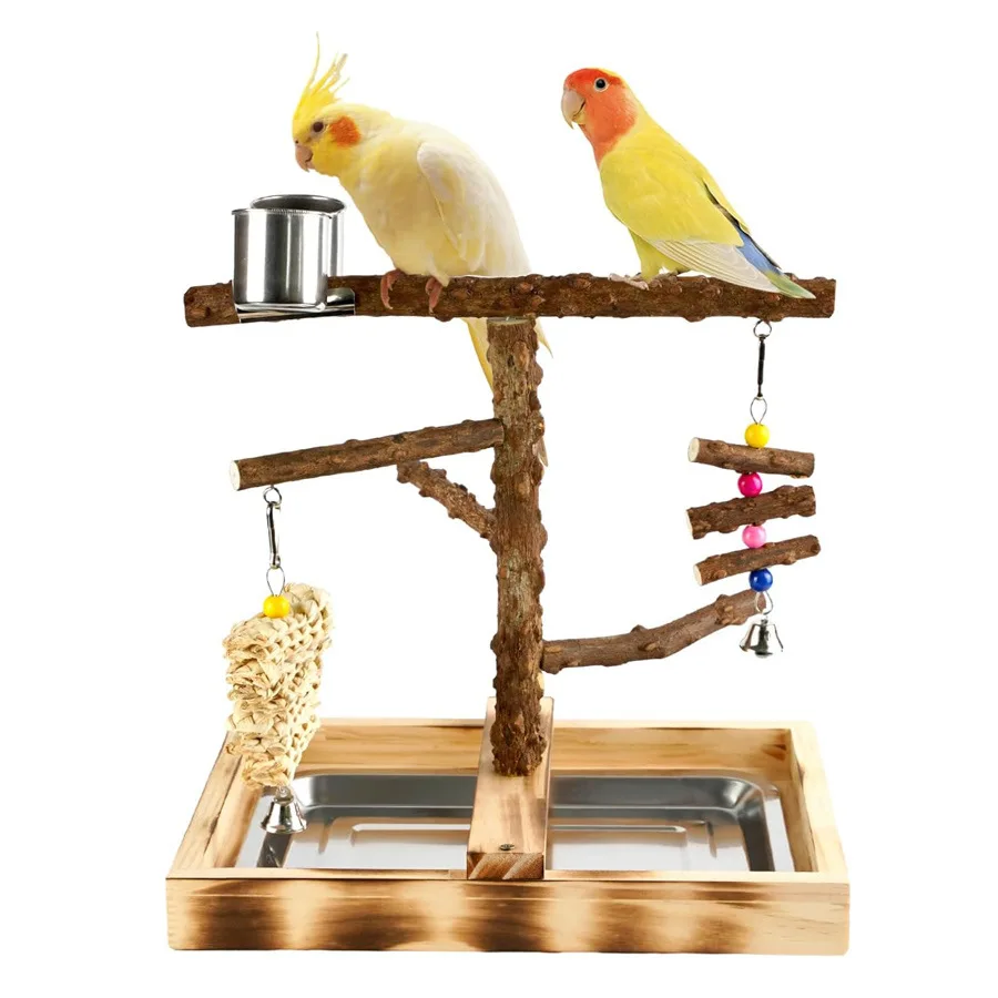 Colorful Large Bird Stand Prickly Ash Wood Bird Stand Swing Ring Toy ...
