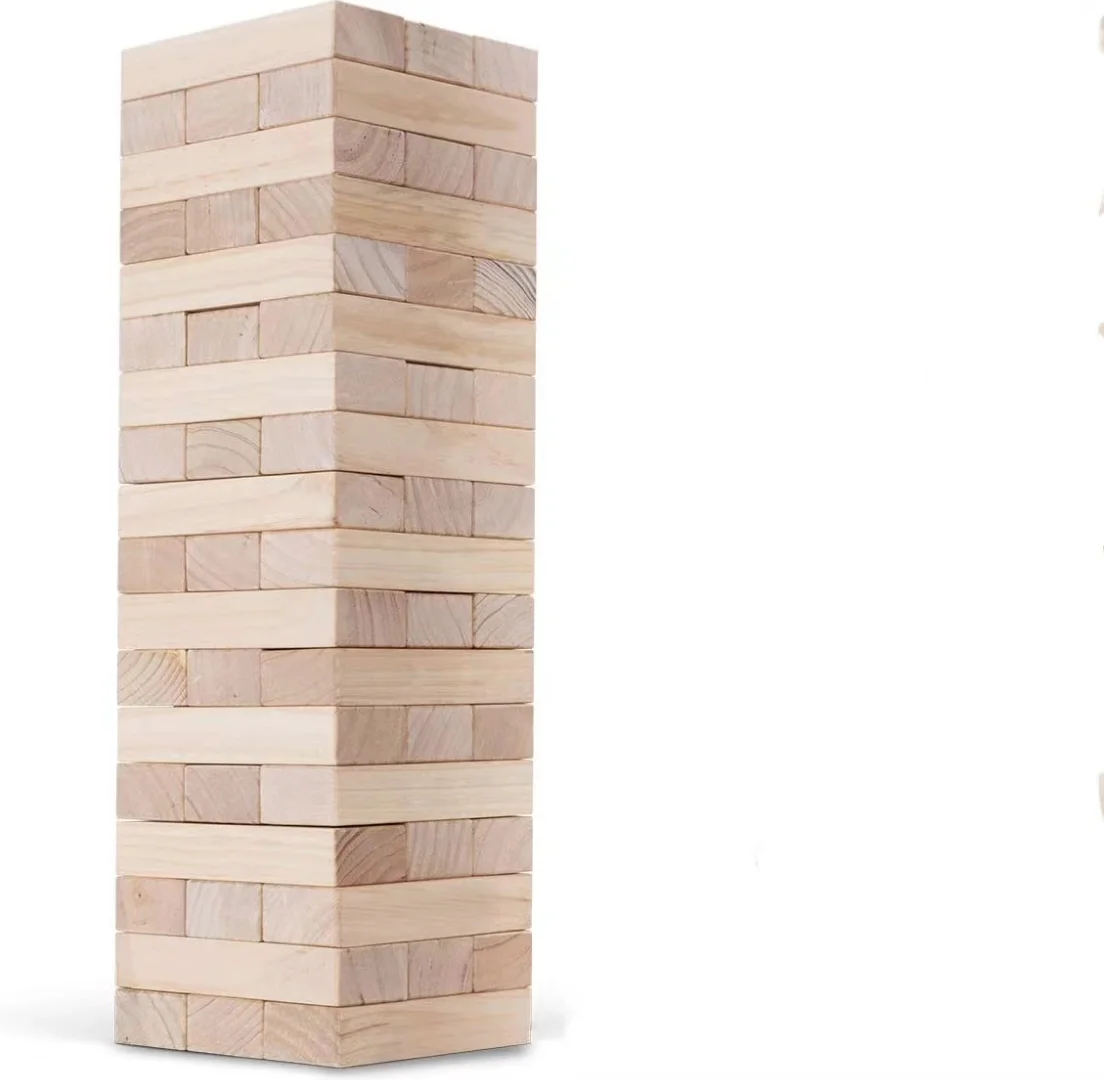 Large Wood Block Stack & Tumble Tower Toppling Blocks Game Great For ...