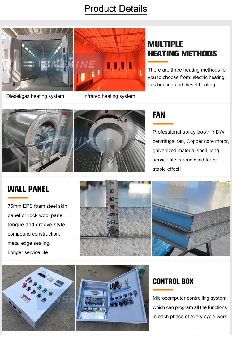 Auto Paint Booth with Natural Gas Heating for Industrial Use