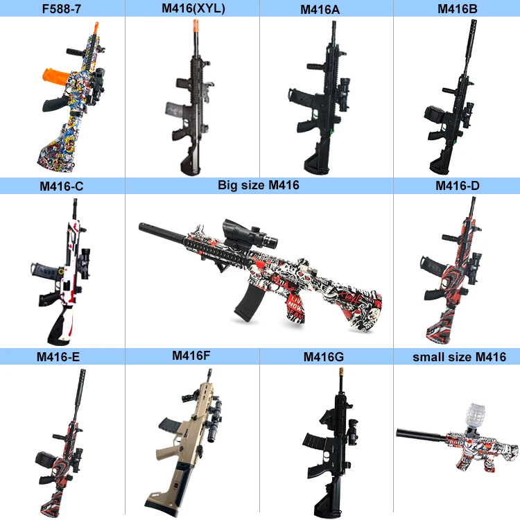 Ak47 M416 Mp5 Pistola Pistolas De Balin Balas Suaves Metal Hidrogel ...