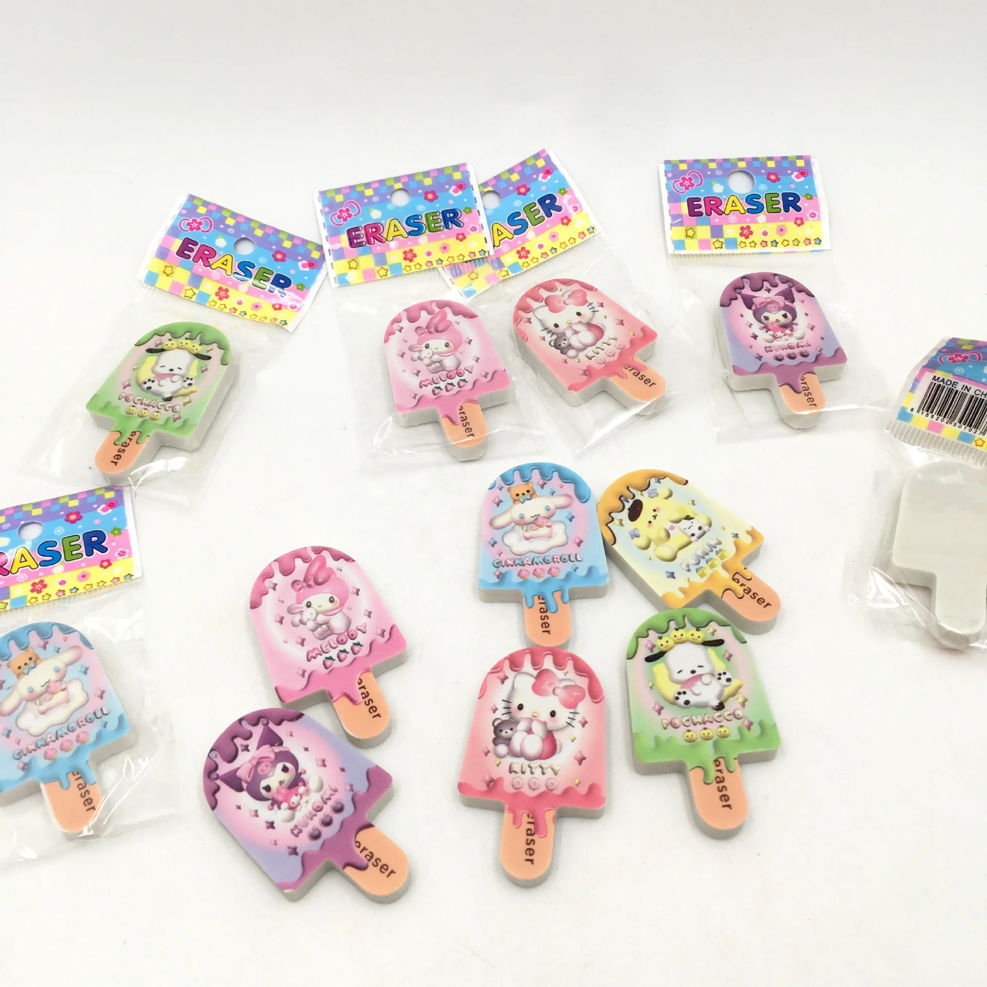 Sanrio Ice Cream Erasers - Cute 3D Pacha Dog & KT Cat Pencil Erasers ...