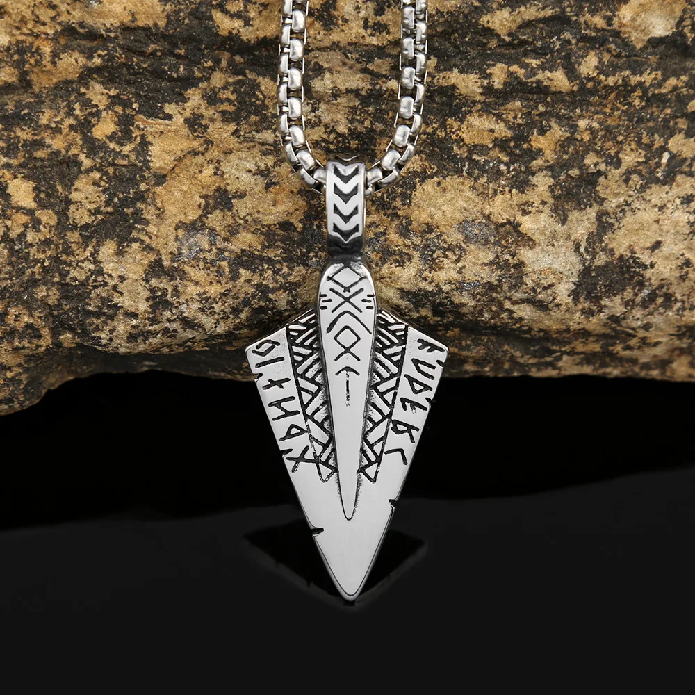 Viking Arrow Rune Necklace Huaqipe133 Odin's Spear Head Gungnir ...