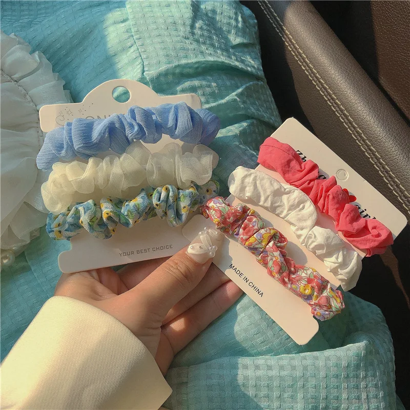 3 Pcs/set Spring Floral Hair Ring For Women Girls Sweet Elastic ...