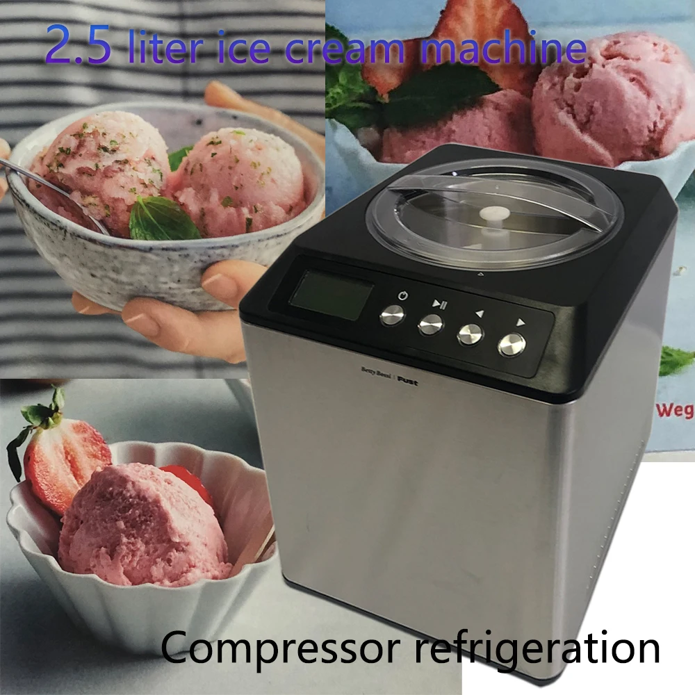 2.5L Automatic Home Ice Cream Maker with Compressor Stainless Steel ...