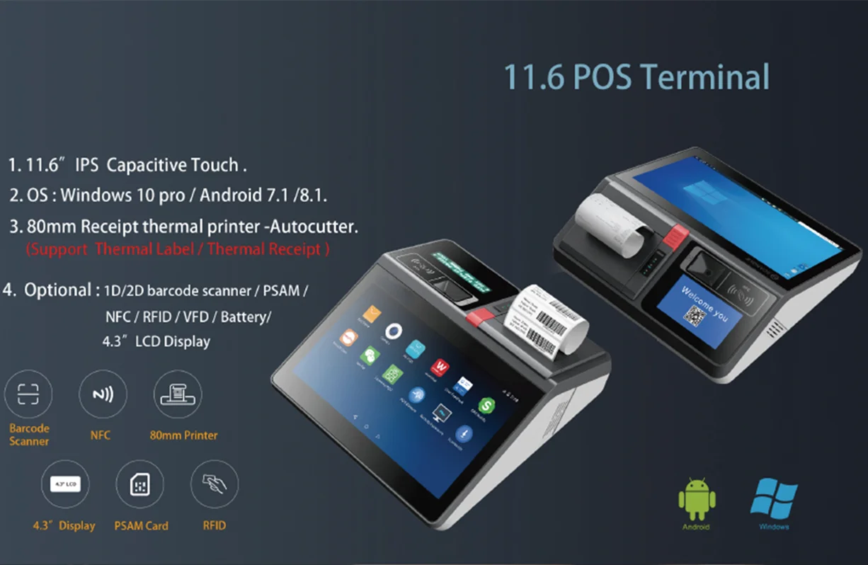 Android /window System Cash Register For Small Business 11.6 Inch Touch ...