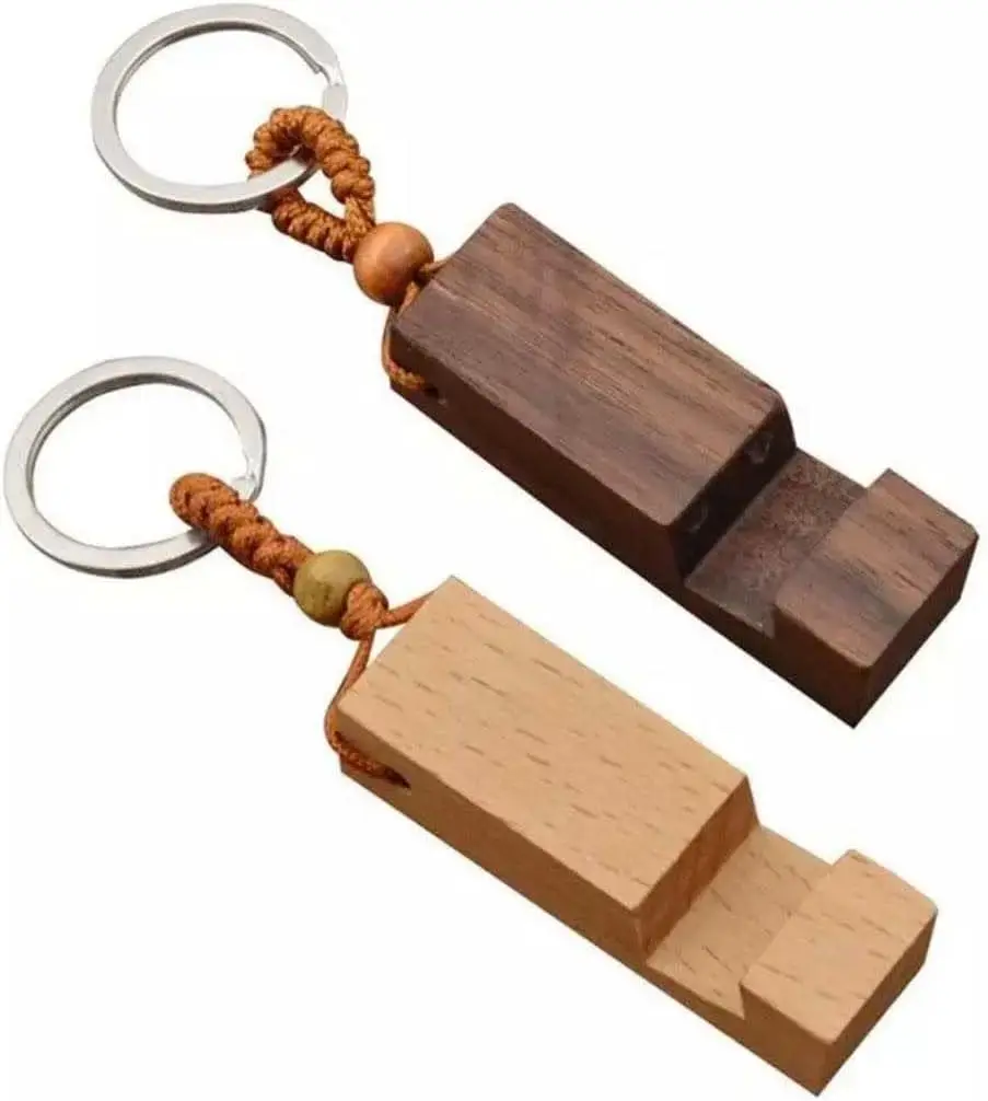 Custom Wood Key Chains Bamboo Wooden Mini Phone Holder Stand For Phone ...