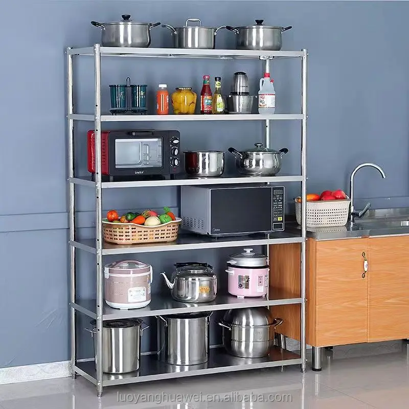 5 Layers Shelves Kitchen Display Stainless Steel Storage Rack 5 Tier ...
