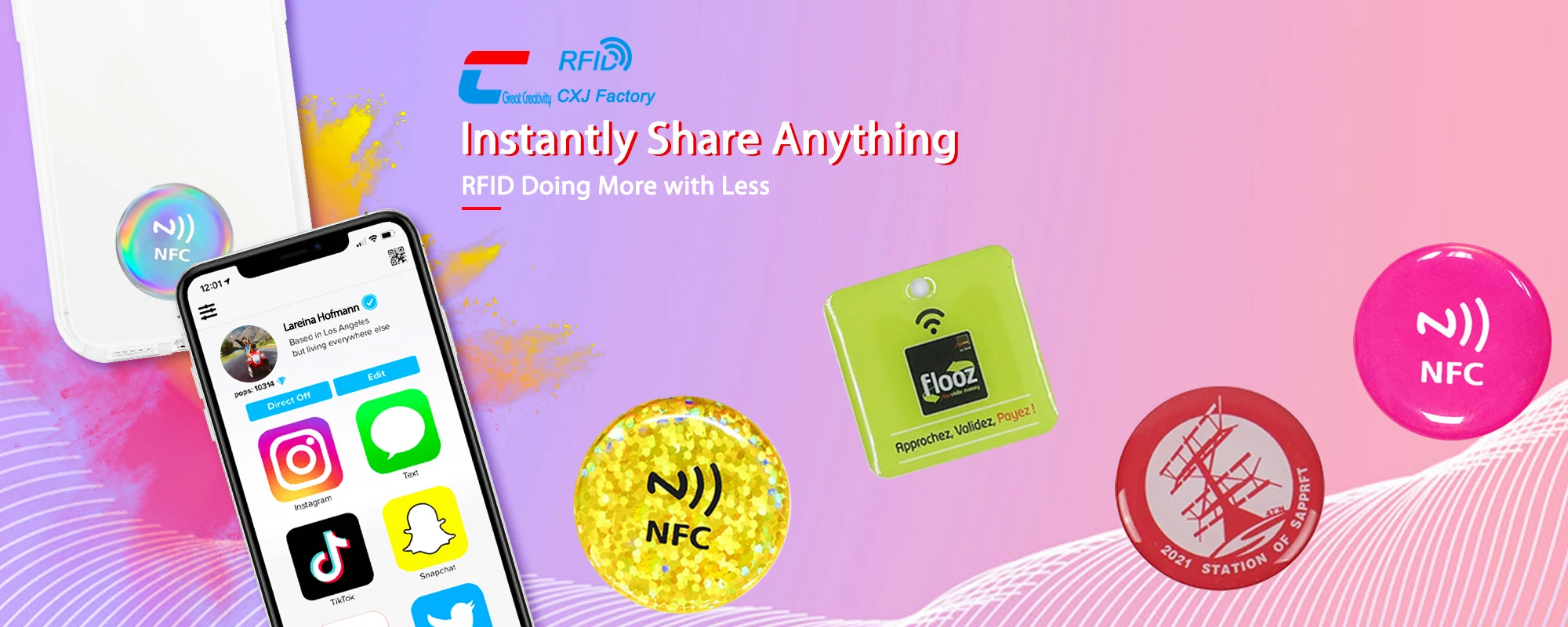 NFC Contact Sharing - Social Media Tap Sticker for Phones