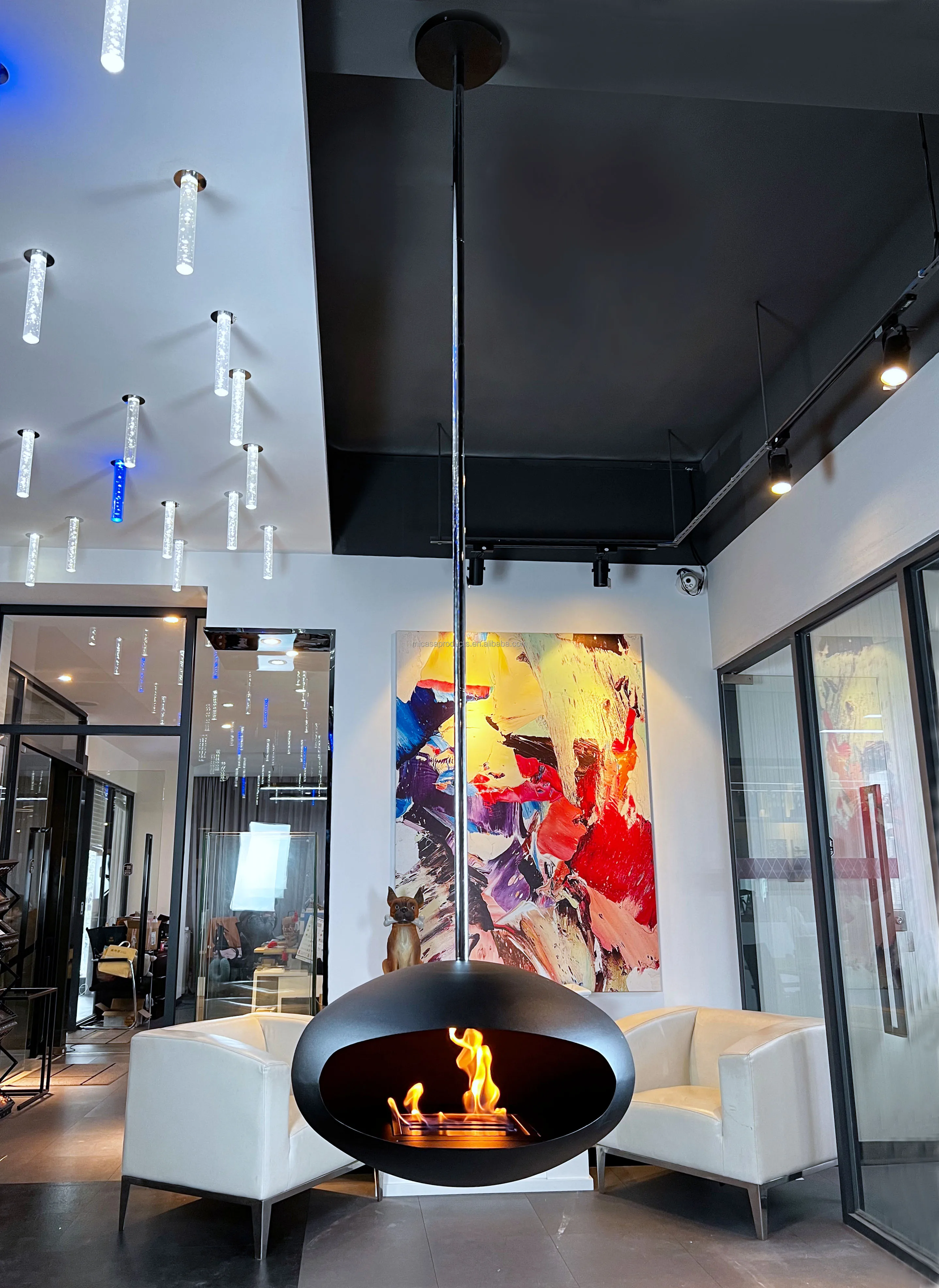 2024 Latest Design Cocoon Shape Sphere Oval Fireplace Real Fire Eco ...