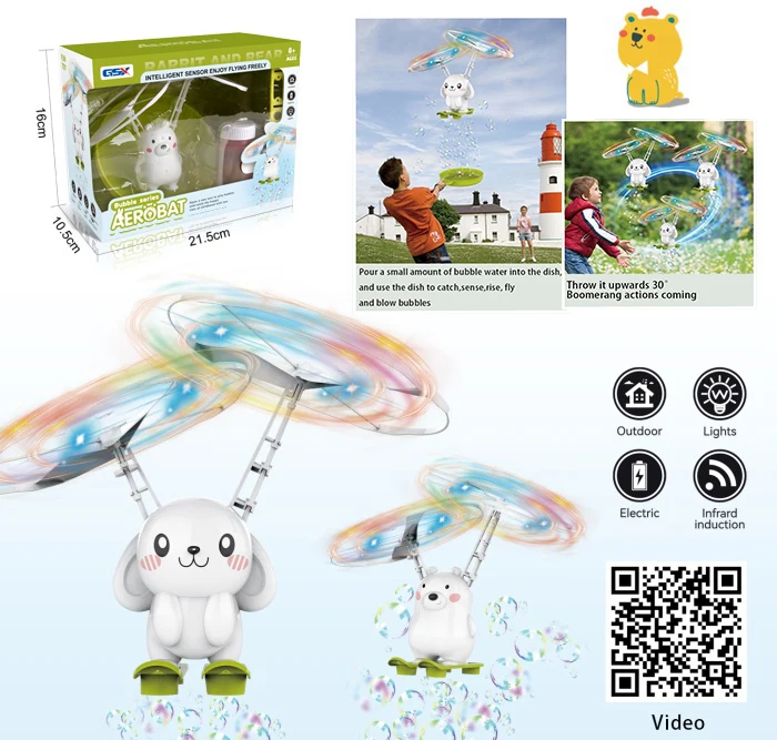 Flying Bear Bubble Toys Gestures Control Mini Rc Infrared Induction ...