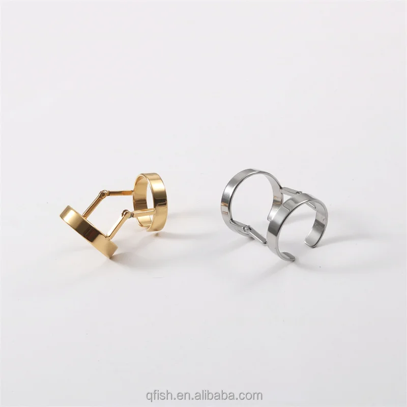 New Minimalist Geometric Hinged Ring Adjustable Stainless Steel 18k ...