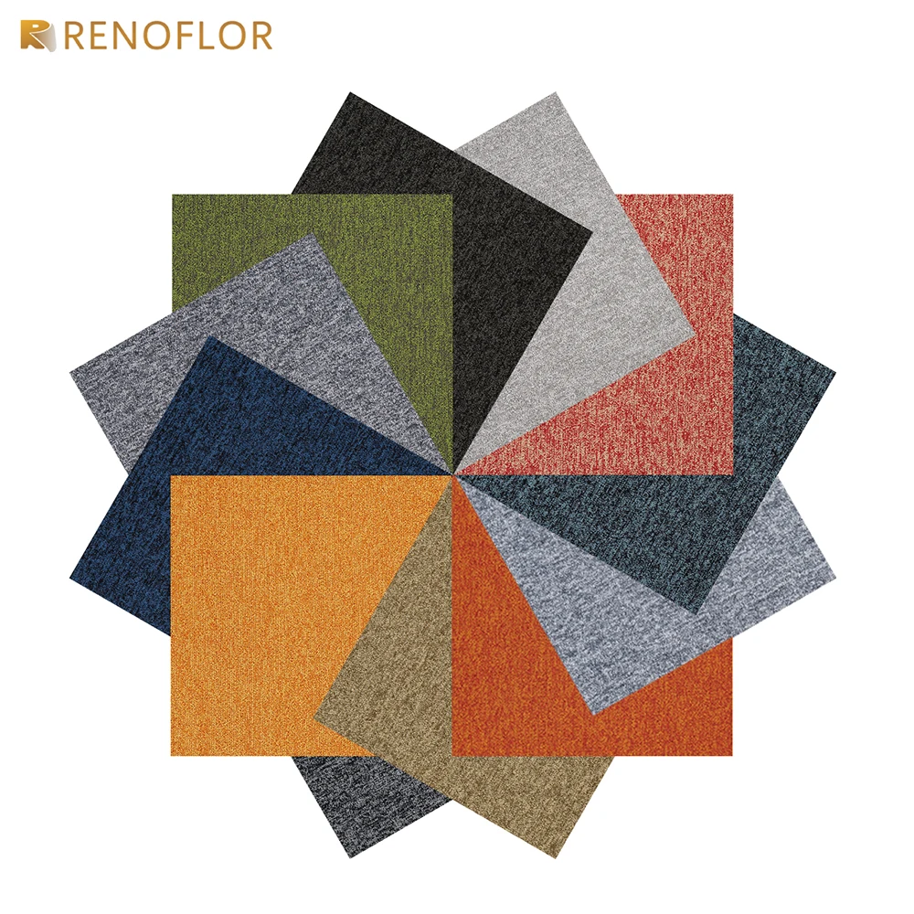 Luxury PVC Backing Office Flooring Tiles 50x50 Square Nylon Plain ...