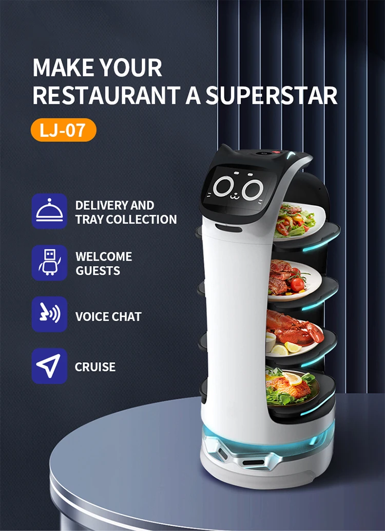 Artificial Intelligent Dish Food Delivery Robot Restaurant Assistant ...