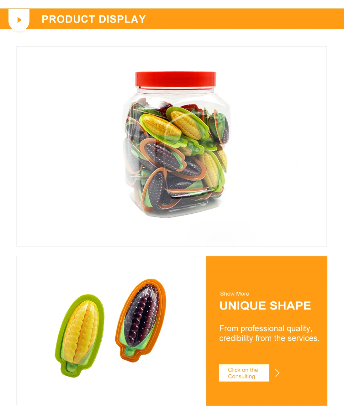 New Design Corn Shape Chews Gummy Candies Health Corn Jelly Gummy Candy ...