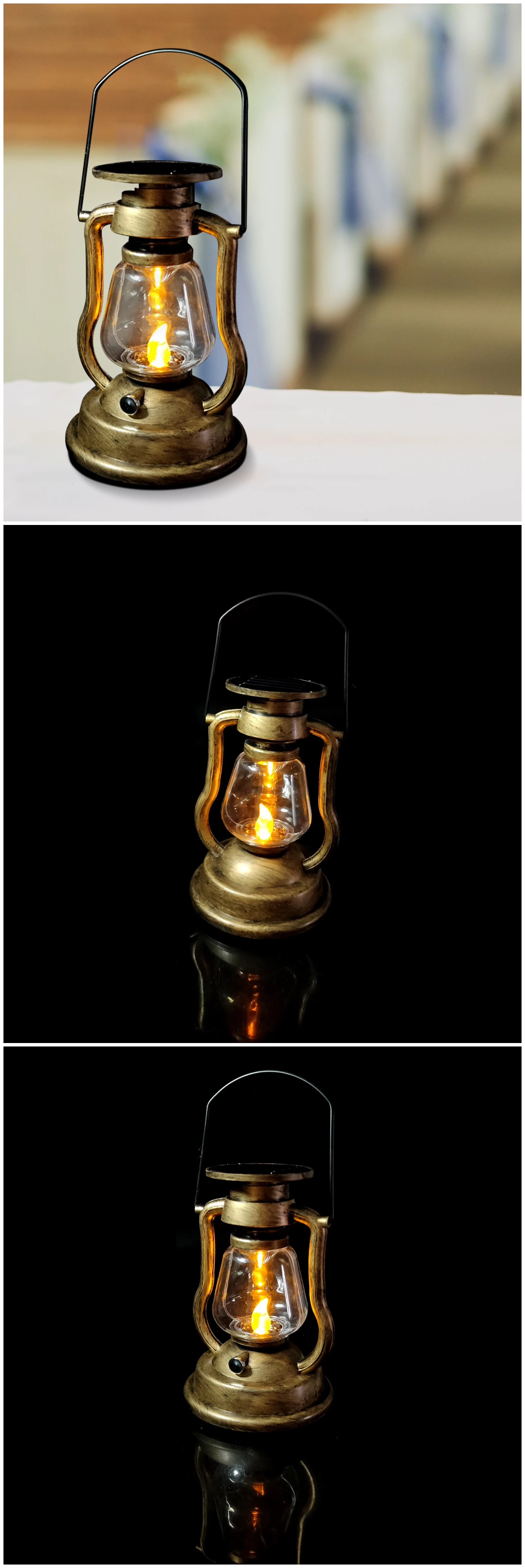 Outdoor Hanging Lantern Light Kerosene Lamp Retro Oil Lamp Solar For ...