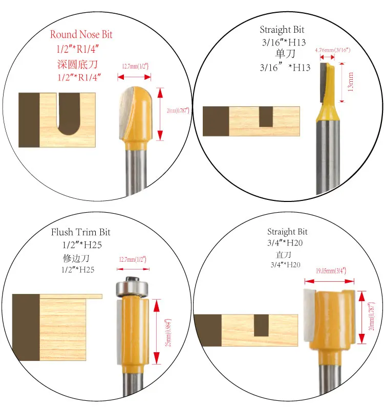 24PCS Router Bits Set Tool Set with Carrying Case CNC Router Bits ...
