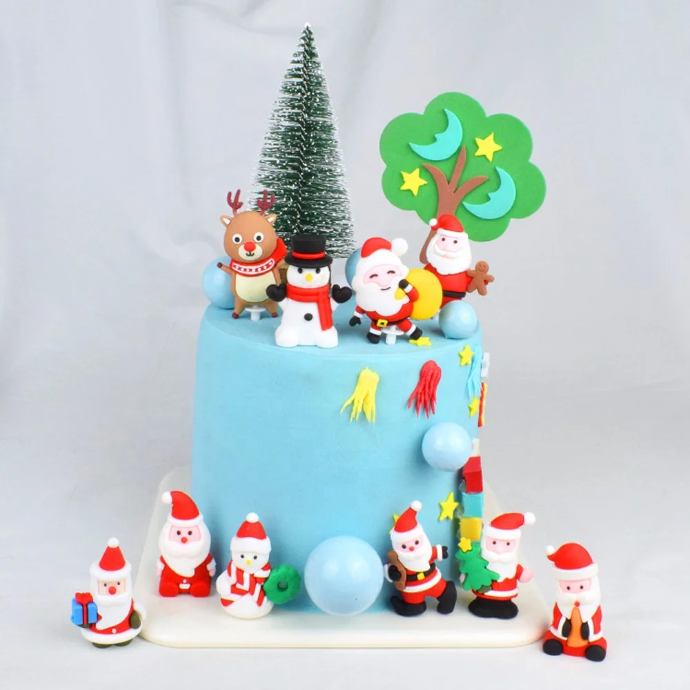3D Santa Plastic Cake Topper Decor for Christmas Parties