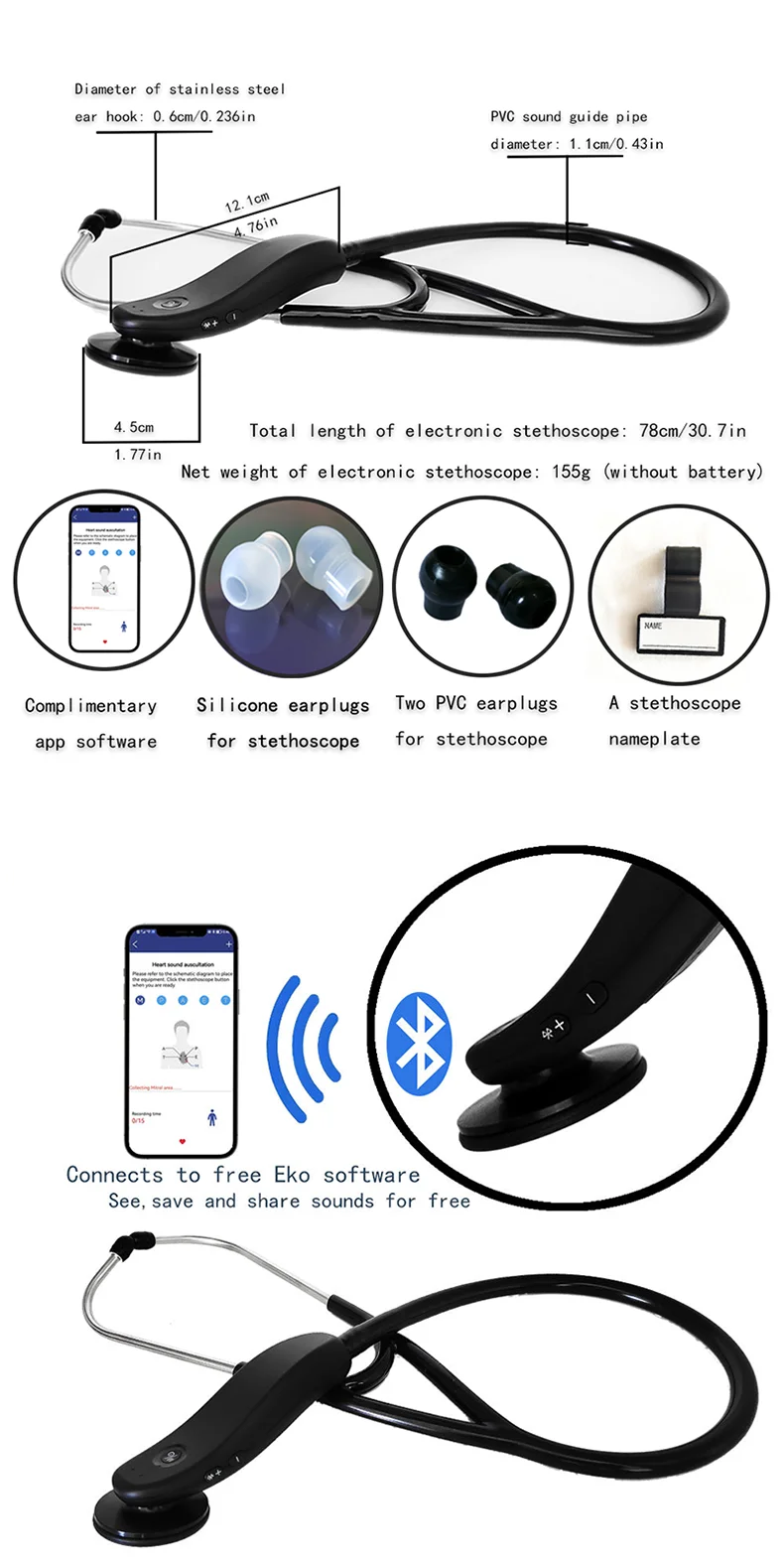 Mobile Phone Estetoscopio Digital Professional Cardiology Electronic ...