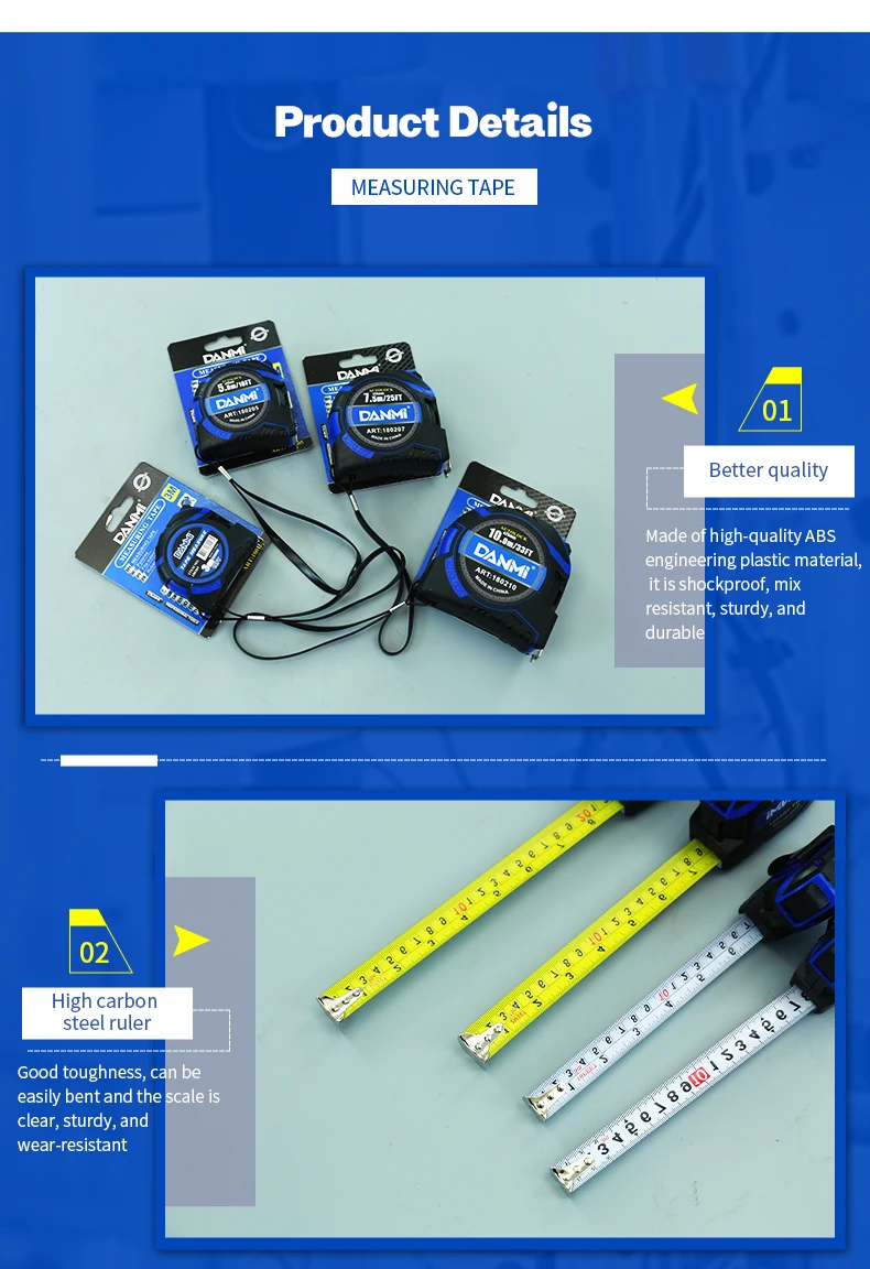 Danmi Rubber Coated Auto Lock Measuring Tape 3m/5m/7.5m/10m - Custom ...