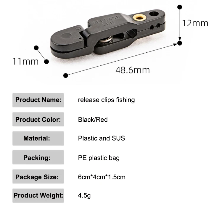 Red Black China Heavy Tension Release Clips Fishing Downrigger Trolling ...